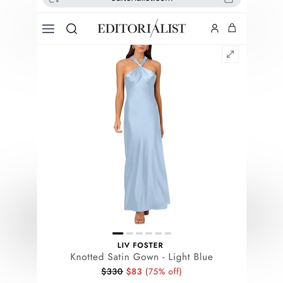 Liv Foster | Dresses | Liv Foster Light Blue Knotted Satin Gown Light ...